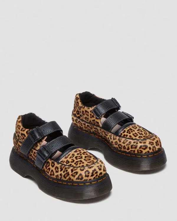 Dr. Martens Buzz Leopard Mary Jane Shoes - Tan