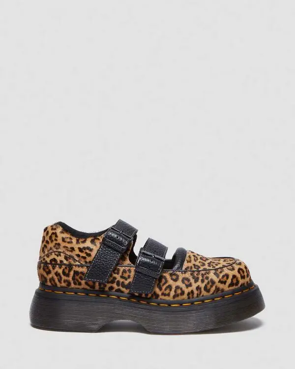 Dr. Martens Buzz Leopard Mary Jane Shoes - Tan