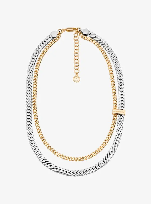Michael Kors Double Layered Chain Necklace - Silver