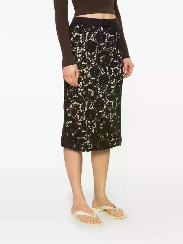 P.a.r.o.s.h Floral Knitted Midi Skirt