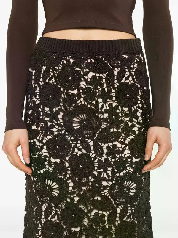 P.a.r.o.s.h Floral Knitted Midi Skirt