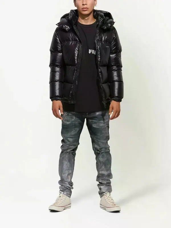 PURPLE BRAND Nylon Snap Off Hood Puffer Jacket