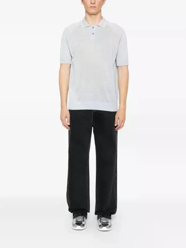 Eleventy Mélange-effect Polo Shirt - Blue