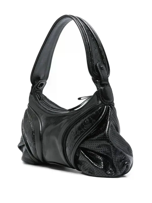 MARINE SERRE Moonogram Embossed Leather Shoulder Bag