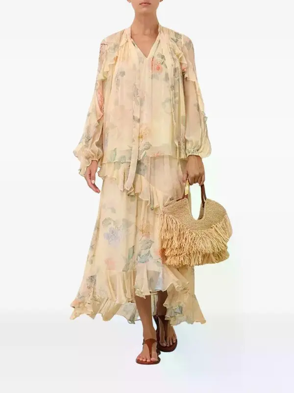 Zimmermann Illuminate Asymmetric Maxi Skirt - Yellow