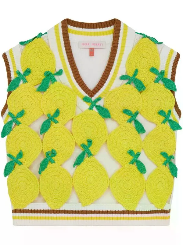 Mira Mikati Crochet-lemon Vest - Yellow