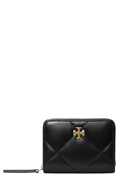 Tory Burch Small Kira Diamond Quilted Leather Zip Wallet - Black