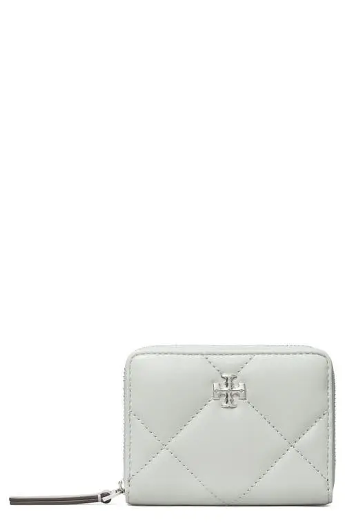 Tory Burch Small Kira Diamond Quilted Leather Zip Wallet - Light Titanium