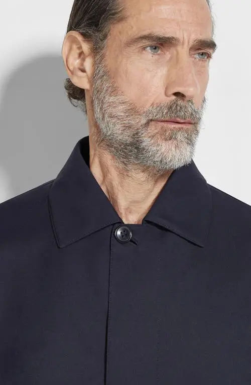 Zegna Twill Overcoat - Nvy Solid