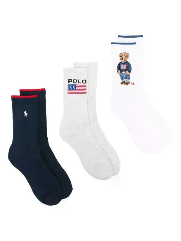 Polo Ralph Lauren Intarsia-logo Socks - White