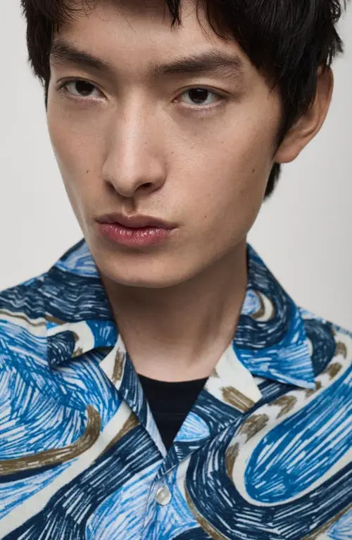 Mango Regular Fit Print Camp Shirt