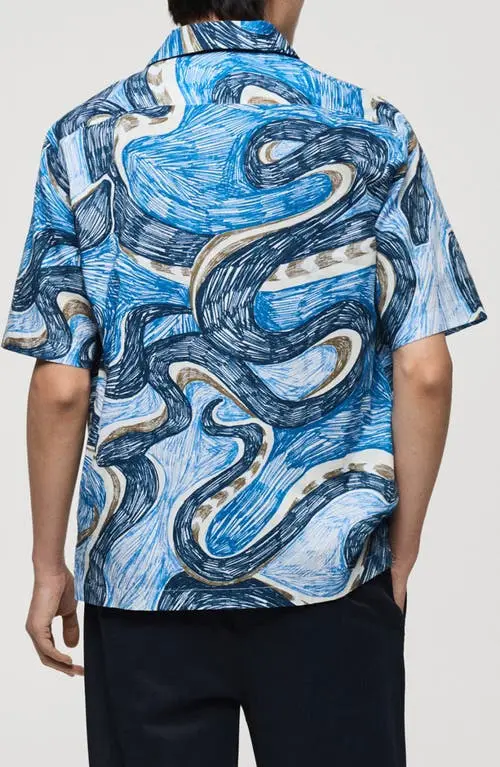 Mango Regular Fit Print Camp Shirt