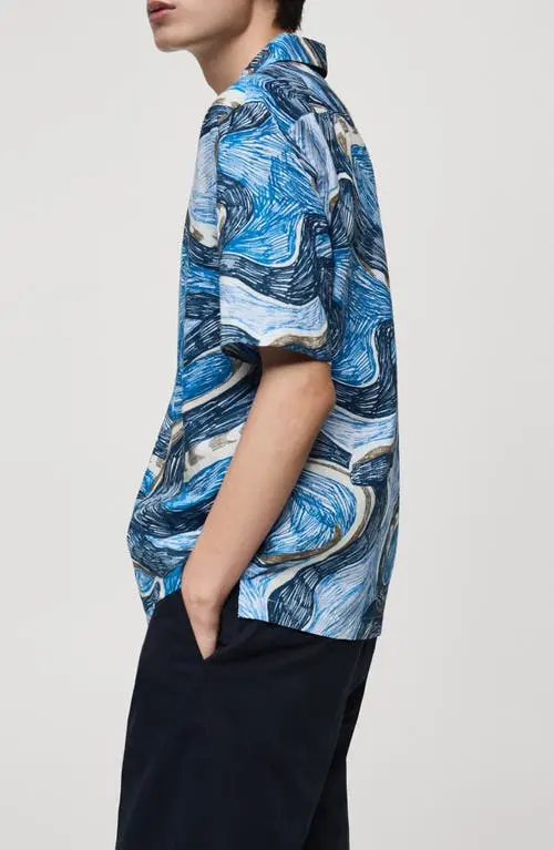 Mango Regular Fit Print Camp Shirt