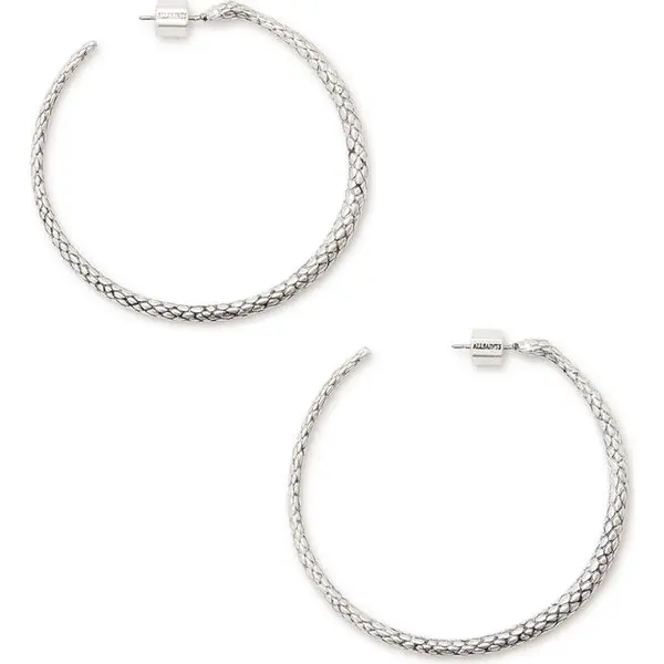 ALLSAINTS Serpentine Hoop Earrings - Warm Silver
