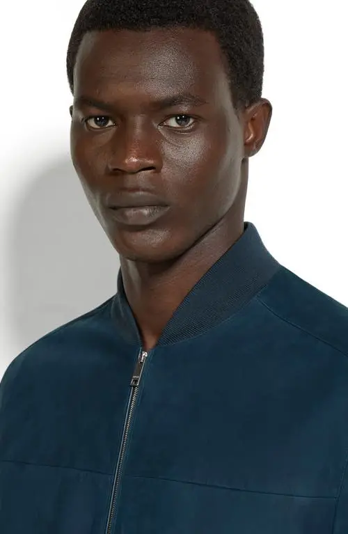 Zegna Suede Bomber Jacket - Dk Blu Sld
