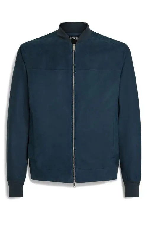 Zegna Suede Bomber Jacket - Dk Blu Sld