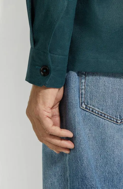 Zegna Oasi Linen Twill Overshirt - Teal Green