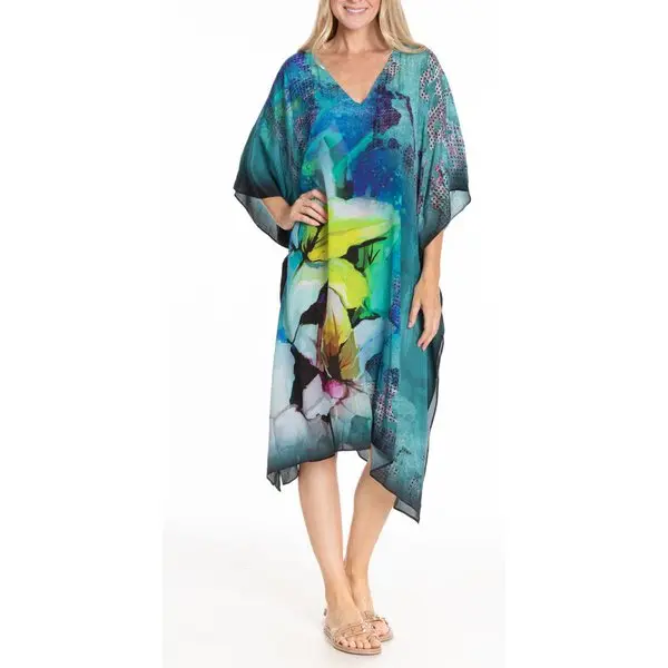 APNY Print Midi Caftan - Blue/green Multi