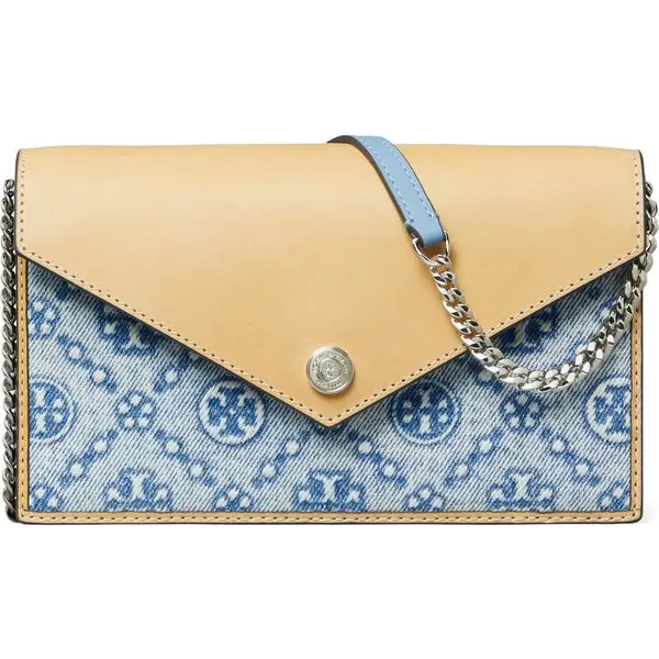 Tory Burch T Monogram Denim Envelope Crossbody Bag