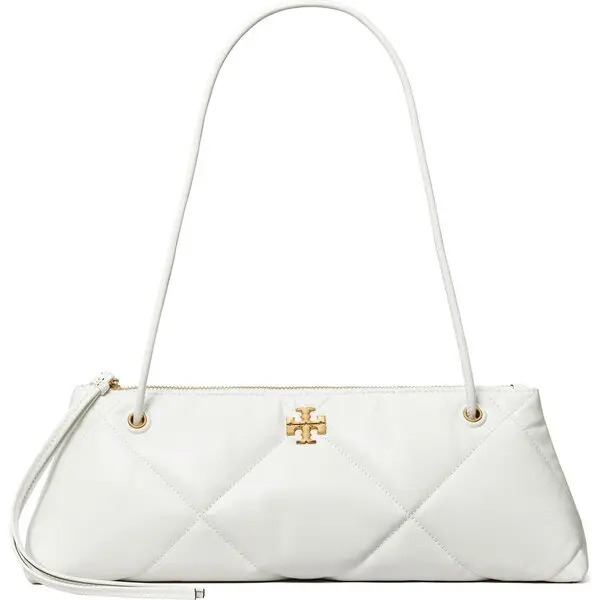 Tory Burch Kira Diamond Quilted East/west Leather Shoulder Bag - Blanc