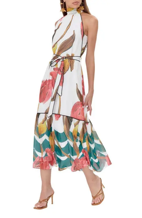 Adelyn Rae Floral Halter Midi Dress
