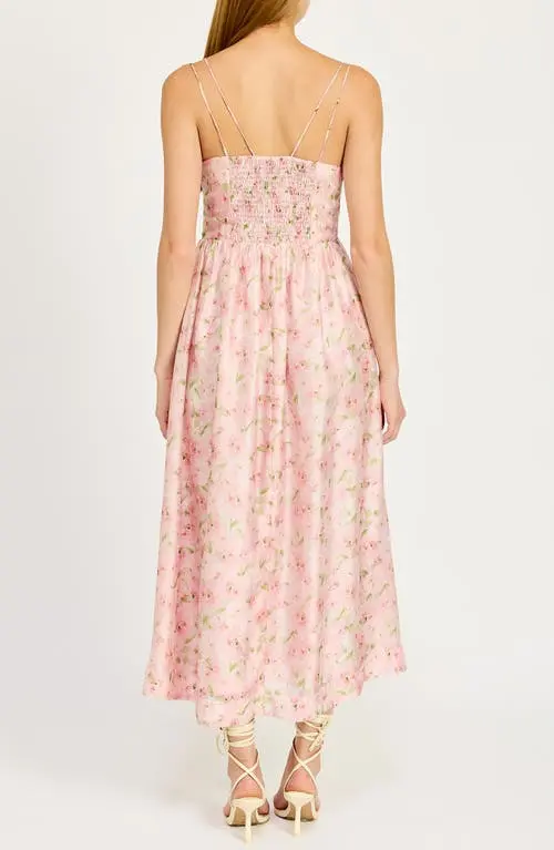 En Saison Josette Floral Midi Dress In Pink Floral 50% Off