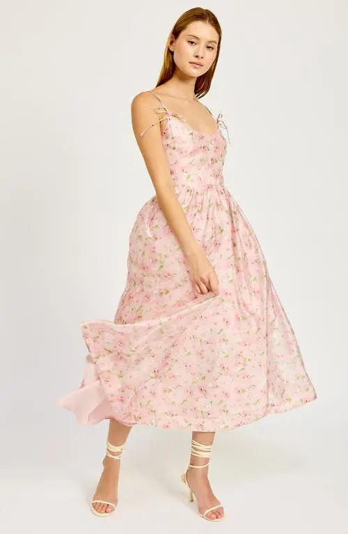 En Saison Josette Floral Midi Dress In Pink Floral 50% Off