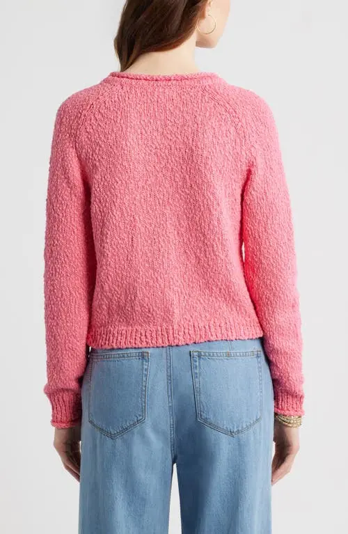 Treasure & Bond Fitted Textured Cotton Cardigan - Pink Lemonade