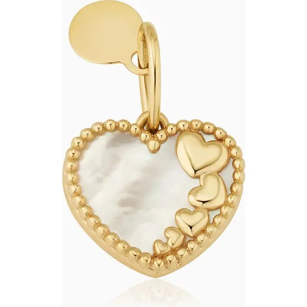 ORADINA 14k Gold Heart Pendant Charm - Yellow Gold/ Mother Of Pearl