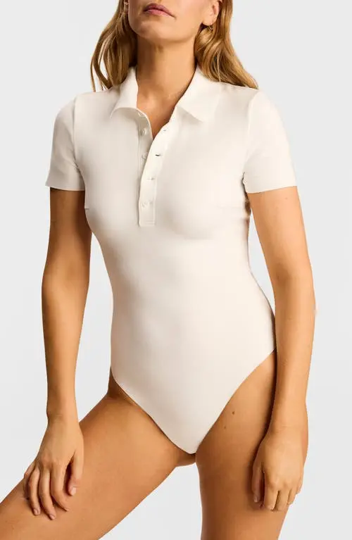 Commando Polo Scuba Knit Bodysuit - White