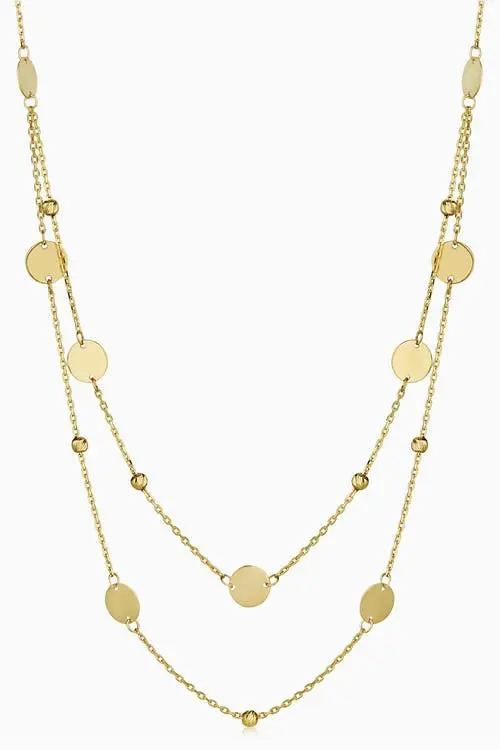 ORADINA 14k Gold Manhattan Layered Station Necklace - Yellow Gold