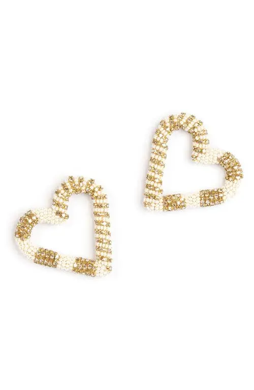 Deepa Gurnani Preeti Heart Hoop Earrings - Ivory