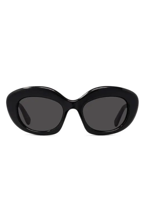Loewe Curvy 51mm Cat Eye Sunglasses - Shiny Black / Smoke