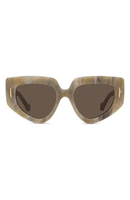 Loewe Anagram 51mm Geometric Sunglasses - Beige Horn / Brown