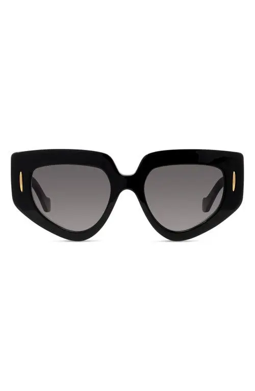 Loewe Anagram 51mm Geometric Sunglasses - Shiny Black / Gradient Smoke