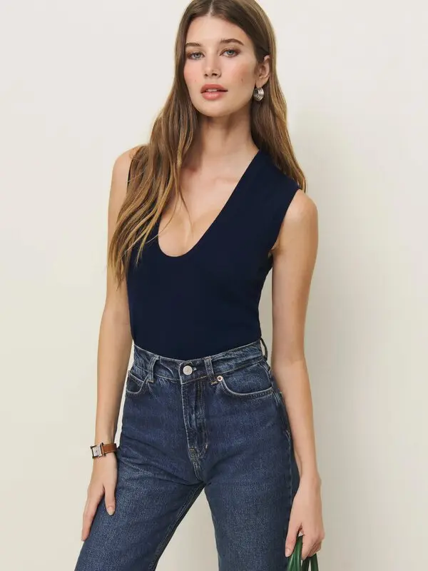REFORMATION Marta Regenerative Merino Sweater Tank Top - Blue