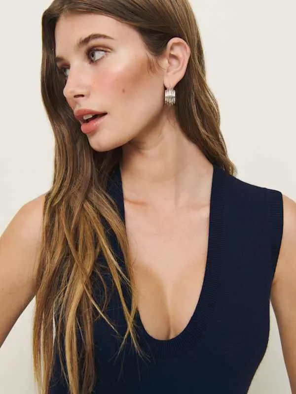 REFORMATION Marta Regenerative Merino Sweater Tank Top - Blue