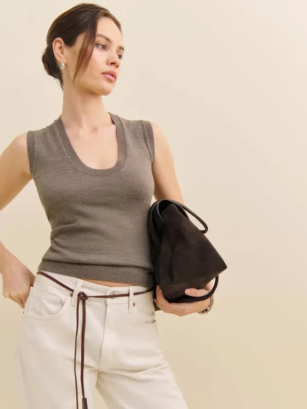 REFORMATION Regenerative Merino Sweater Tank Top - Brown