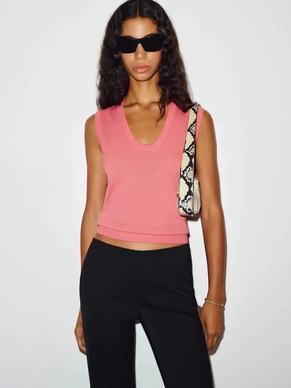 REFORMATION Marta Sweater Tank - Pink