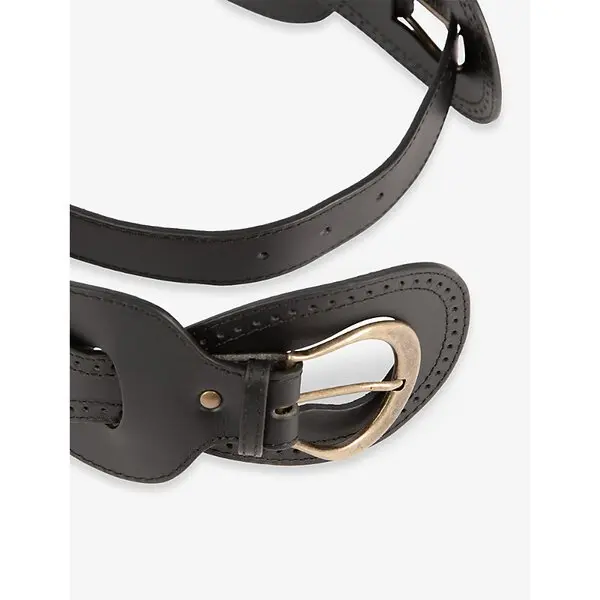 THE KOOPLES Black Leather Western Belt Size S Silver Double Buckles Rock Glam The Kooples Belts for Women on Sale up to 90% Off: Poshmark main image 3