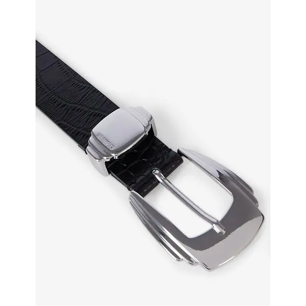 The Kooples Crocodile-Effect Leather Belt In Black - 52% Off  display picture 1