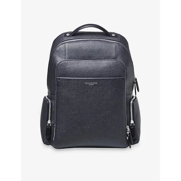 ASPINAL OF LONDON Reporter Grained-leather Backpack - Navy