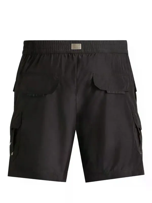 Dolce & Gabbana Swim Shorts With Tag Detail - Black