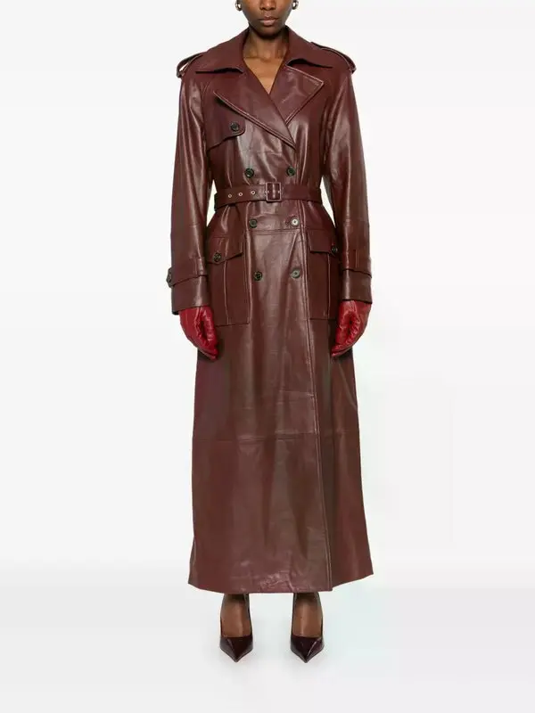 Giuseppe Di Morabito Leather Trench Coat - Red