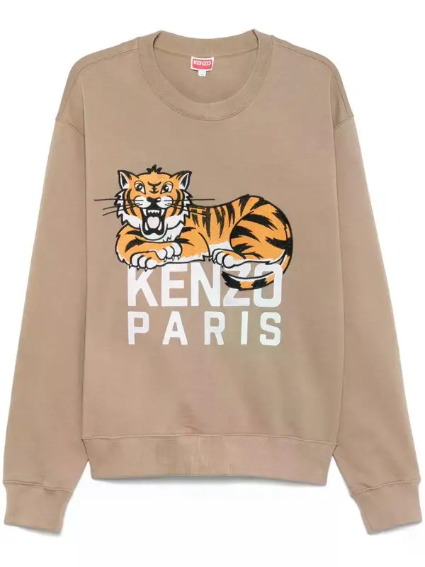 Kenzo Happy Tiger Crewneck Sweatshirt - Brown