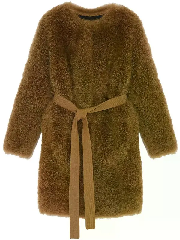 YVES SALOMON Belted Shearling Coat