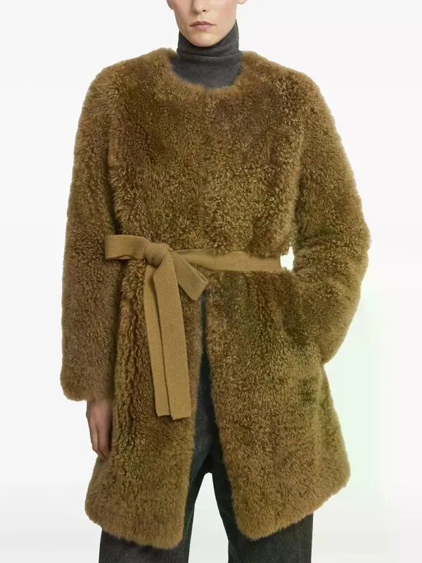 YVES SALOMON Belted Shearling Coat