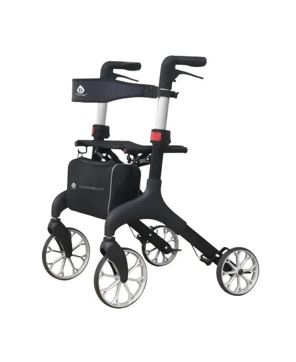 PURSONIC Foldable Wheeled Walker With Adjustable Height - Black