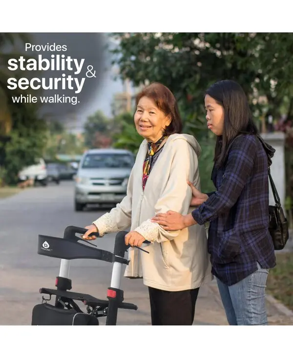 PURSONIC Foldable Wheeled Walker With Adjustable Height