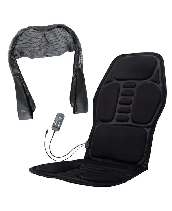 PURSONIC Ultimate Home & Office Massage Bundle 3d Shiatsu Heating Back & Neck Massager And Chair Cushion With Heat & Vibration For Full-body Relaxatio - Black
